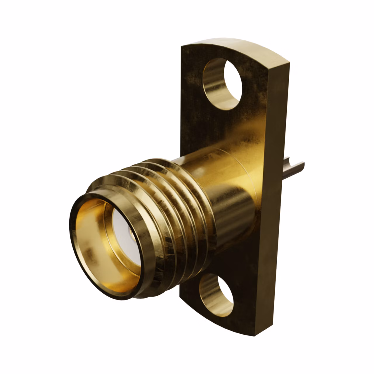 SMA Jack, Straight, 2-Hole Flange Mount, Receptacle, Brass Body, Gold (Au) Plated, Solder Cup Contact, 50 Ohms for sale