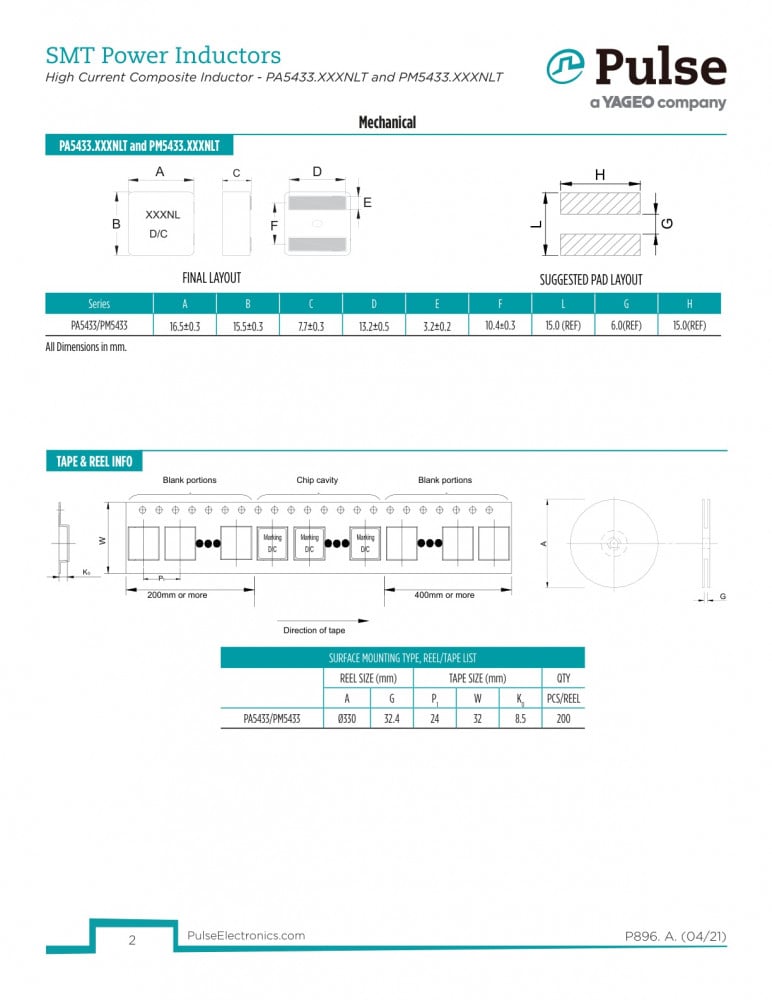 PA5433 series datasheet page 2