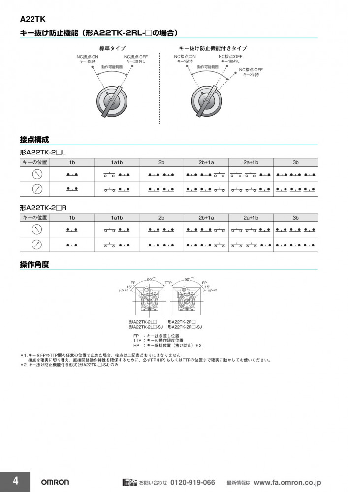 OMRON A22TK technical document page 4