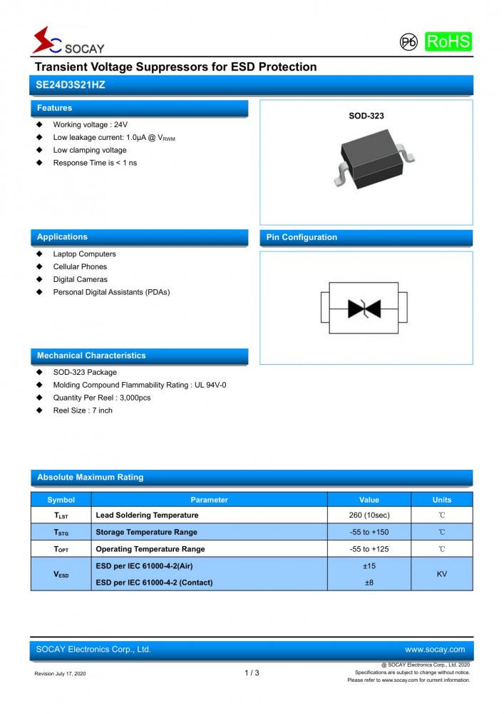 SE24D3S21HZ datasheet page 1