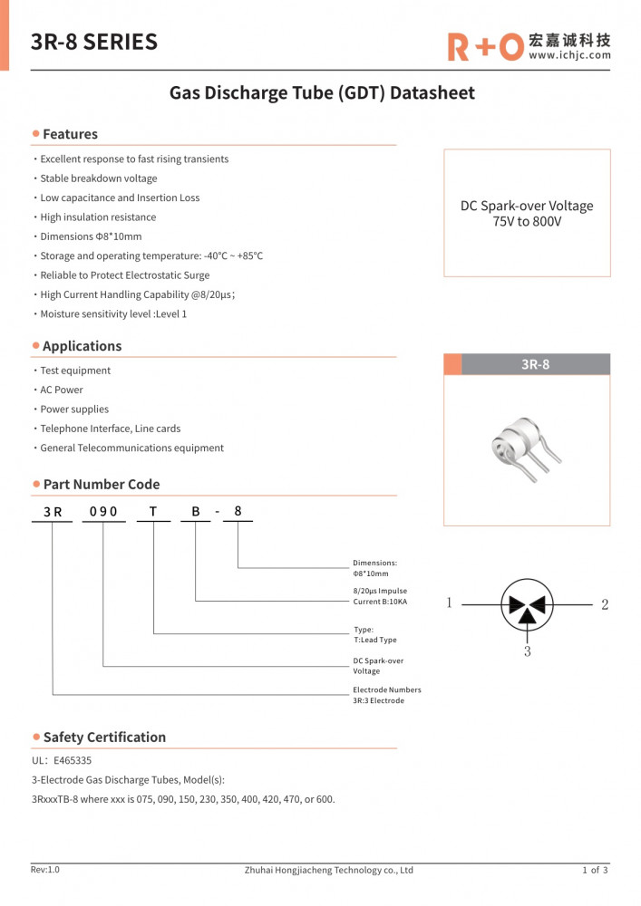 3R470TB-8 GDT datasheet page 1