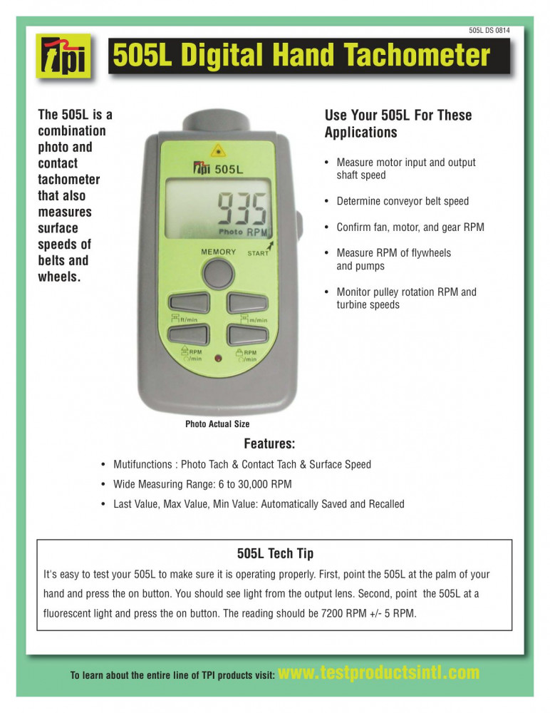 TPI 505L technical document page 1