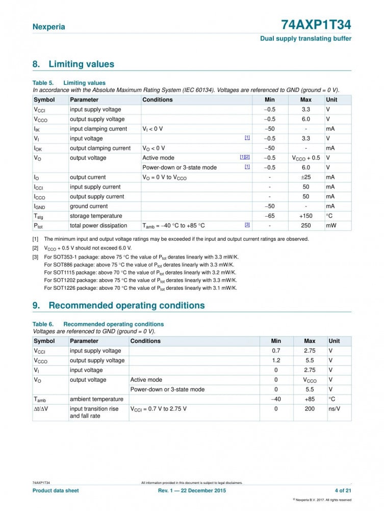 74AXP1T34GW datasheet page 4