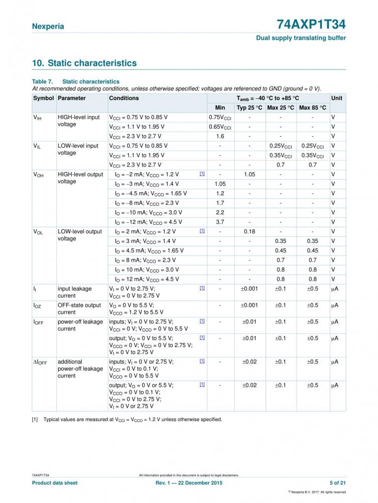 74AXP1T34GW datasheet page 5