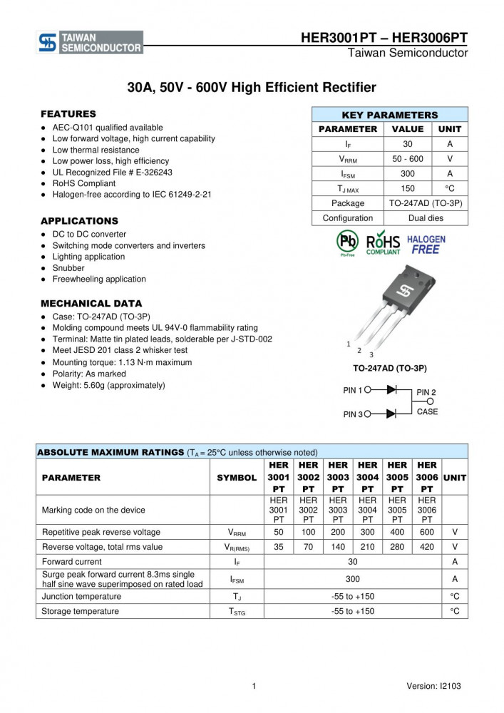 HER3004PT datasheet page 1