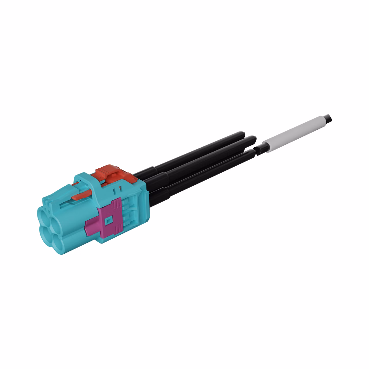 HFM Straight Quad Jack-to-Pigtail Off-the-Shelf (OTS) Cable Assembly, Key Z Water Blue, RG-174 Cable, 500.00mm Length, 50 Ohms for sale
