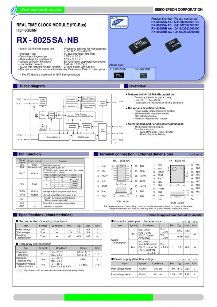 EPSON RX-8025SA/NB datasheet page 1
