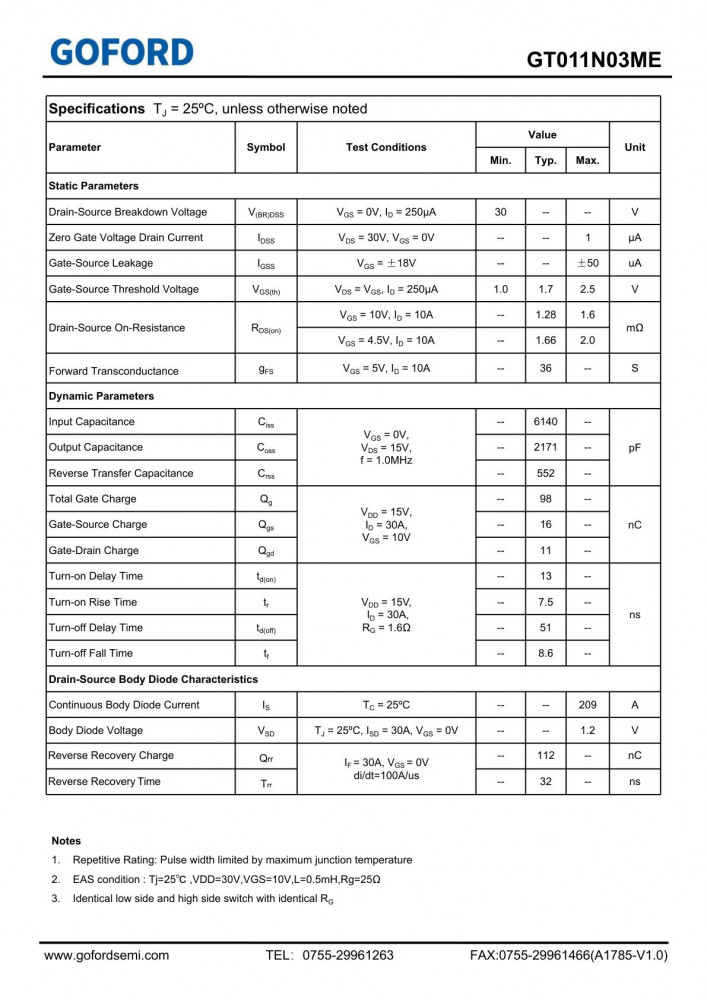 GT011N03ME datasheet page 2