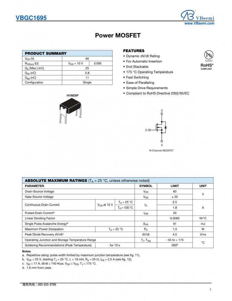 VBGC1695 datasheet page 1