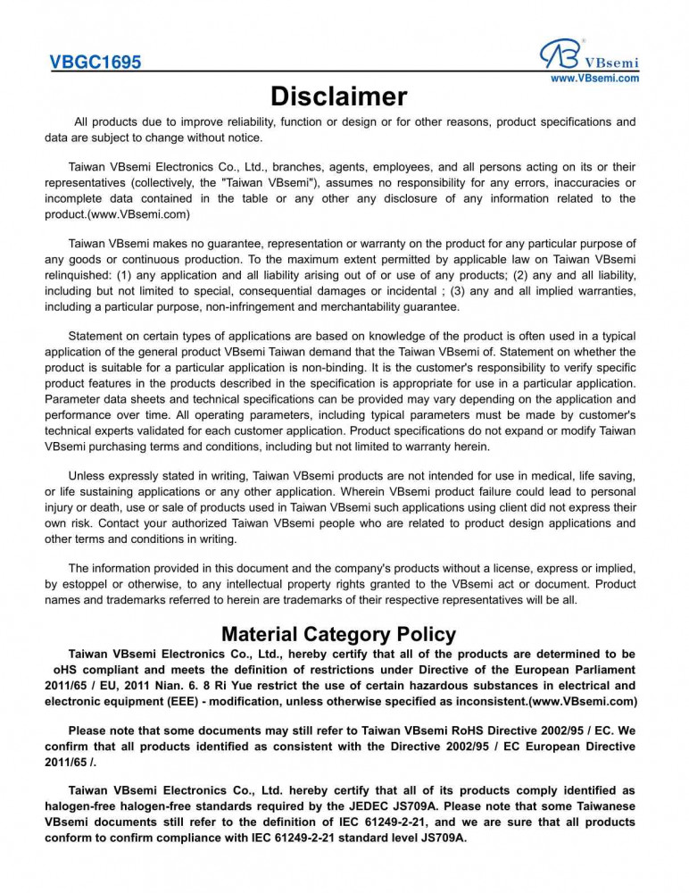 VBGC1695 datasheet page 9