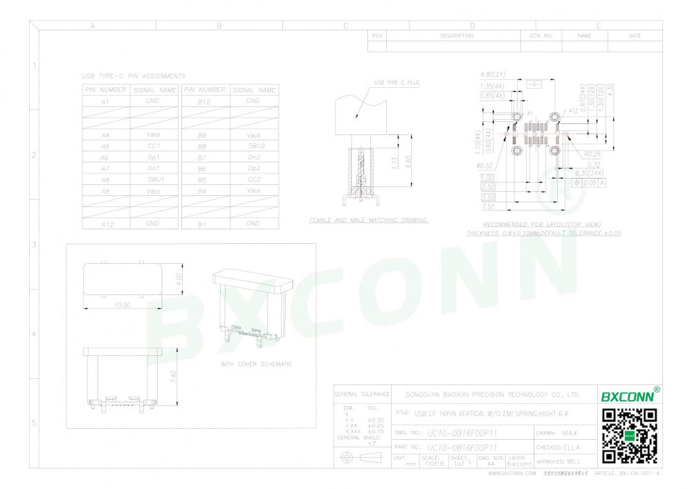 BXCONN UC10-0B16F00P11 technical drawing page 2