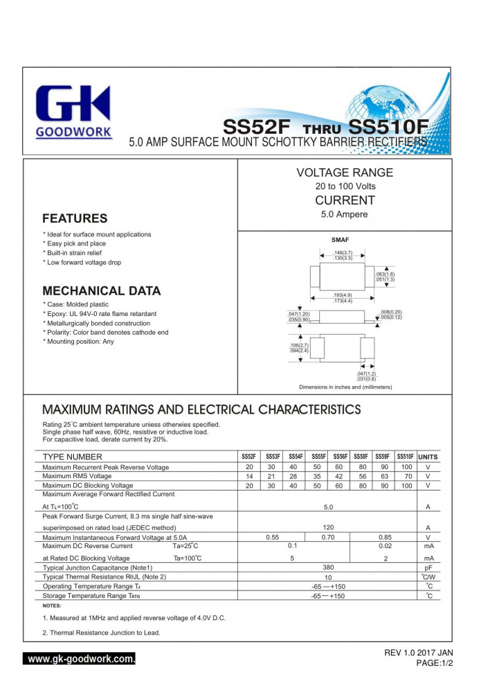 GOODWORK SS54F datasheet page 1