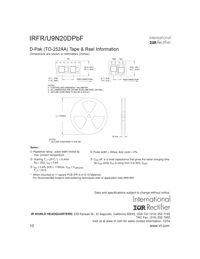 IRFR9N20DPBF datasheet page 10