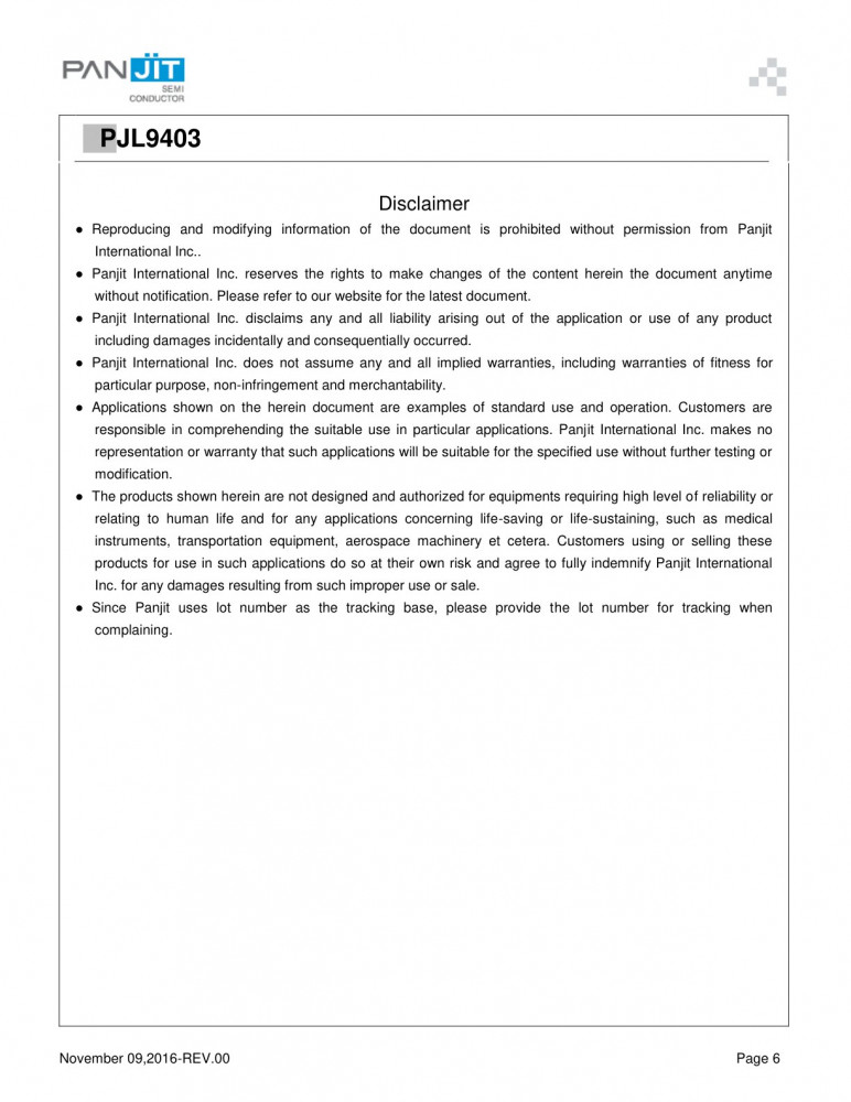 PJL9403 technical document page 6
