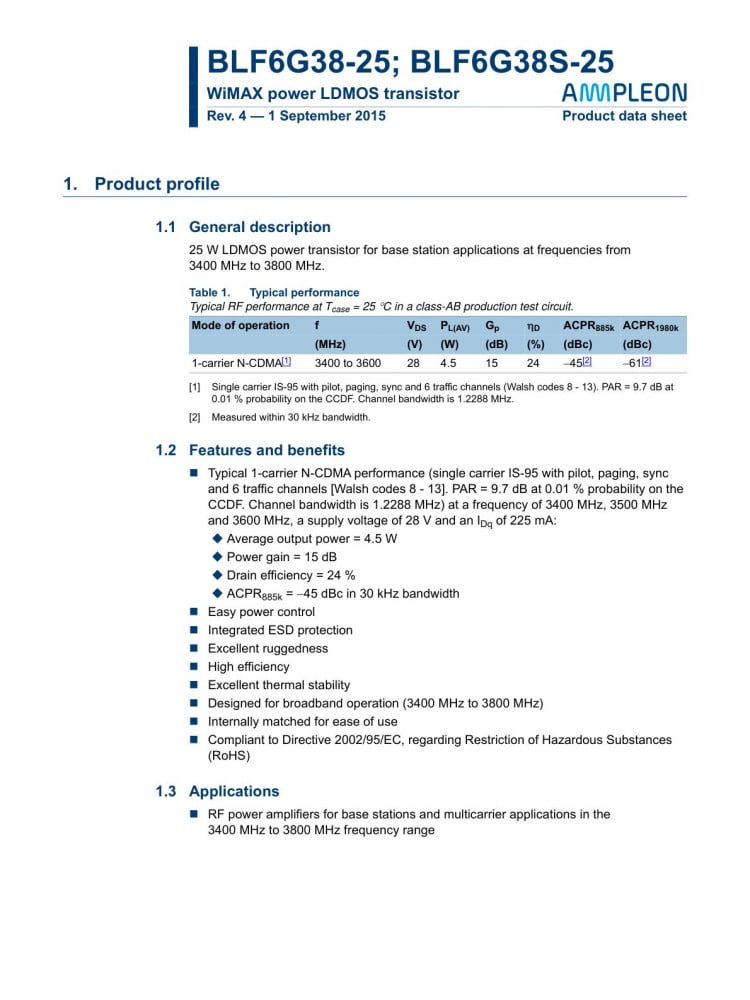 BLF6G38S-25,112 datasheet page 1