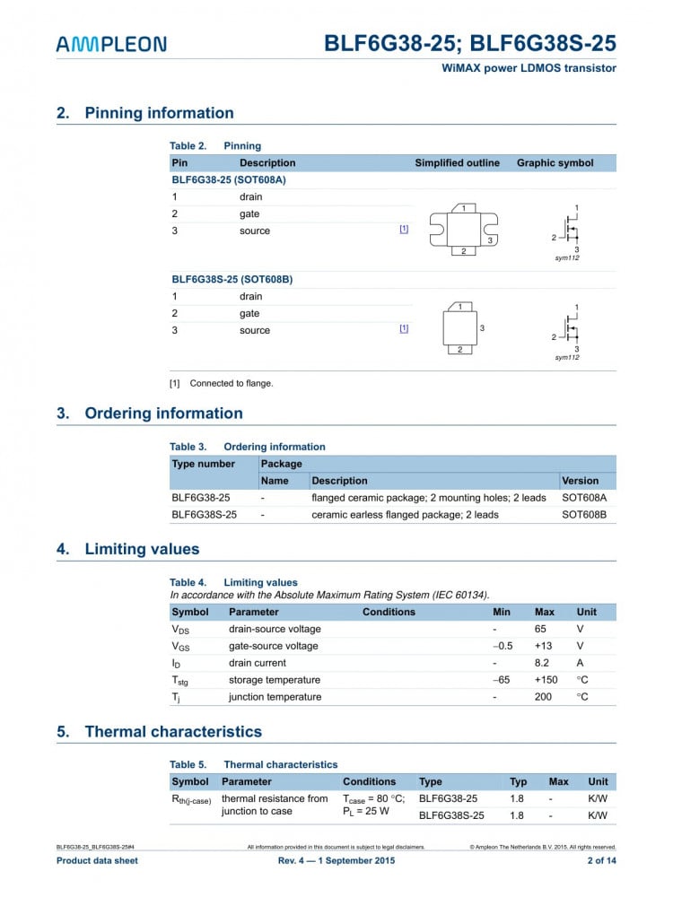 BLF6G38S-25,112 datasheet page 2