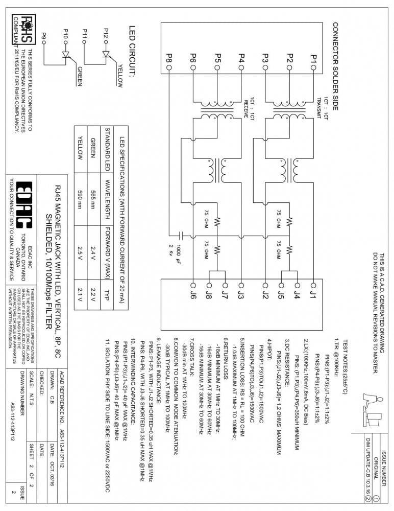 EDAC A63-113-413P112 electrical characteristics page 2