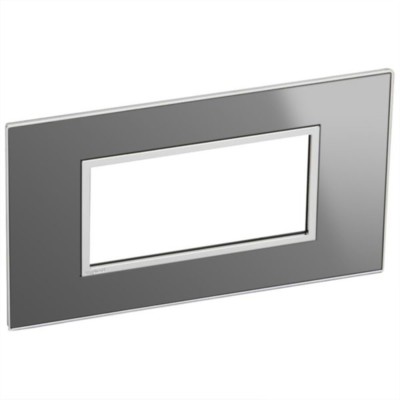 Arteor - Italian / US standard square plate 4 modules - Glossy stainless steel reflective finish - Snap-on mounting, 157x92x8mm for sale