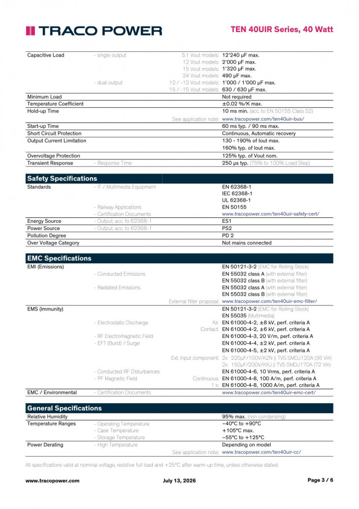 TEN 40UIR technical document page 3