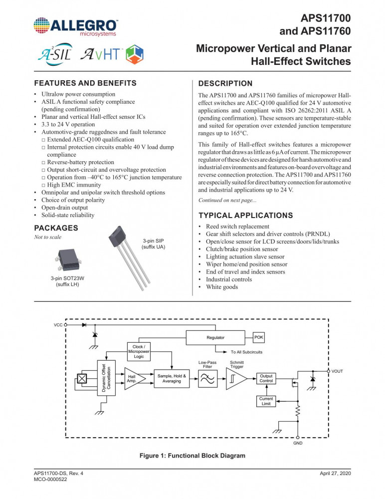 APS11760 datasheet page 1