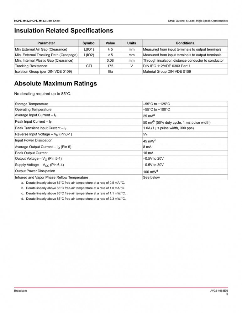 HCPL-M453-500E datasheet page 5