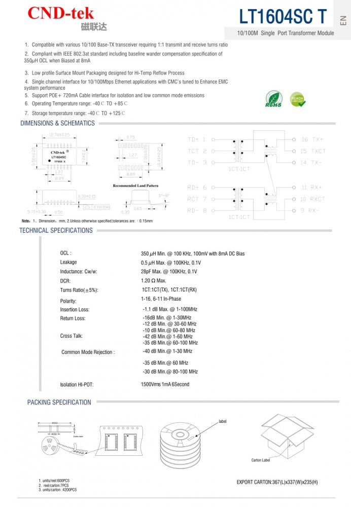 LT1604SC T-CND technical document page
