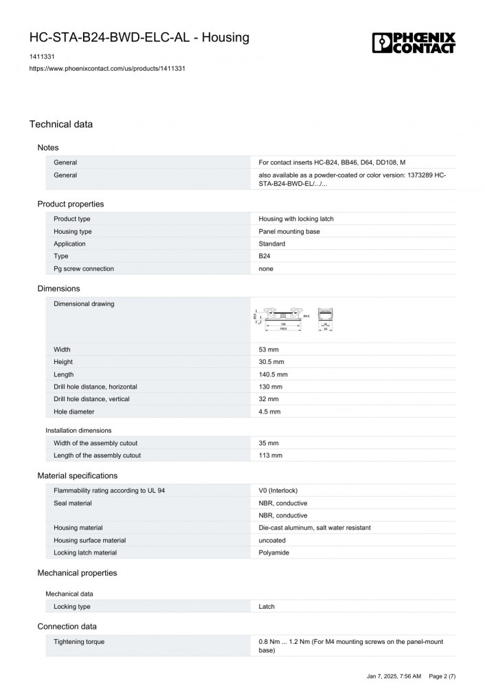 Phoenix Contact 1411331 technical document page 2