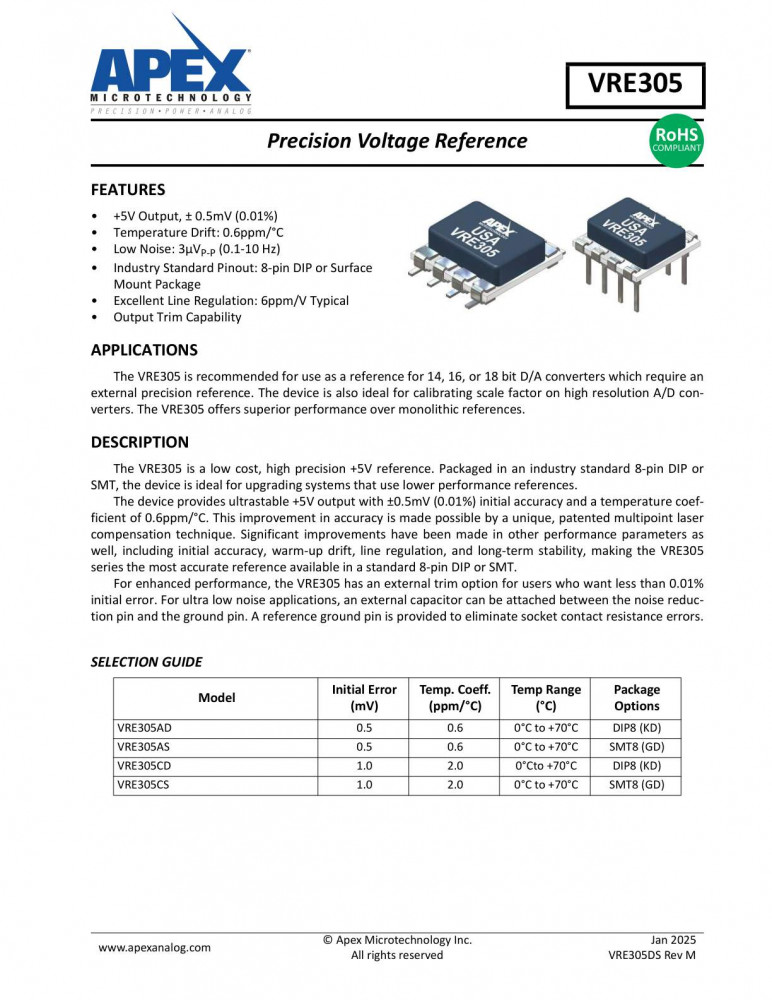VRE305 datasheet page 1