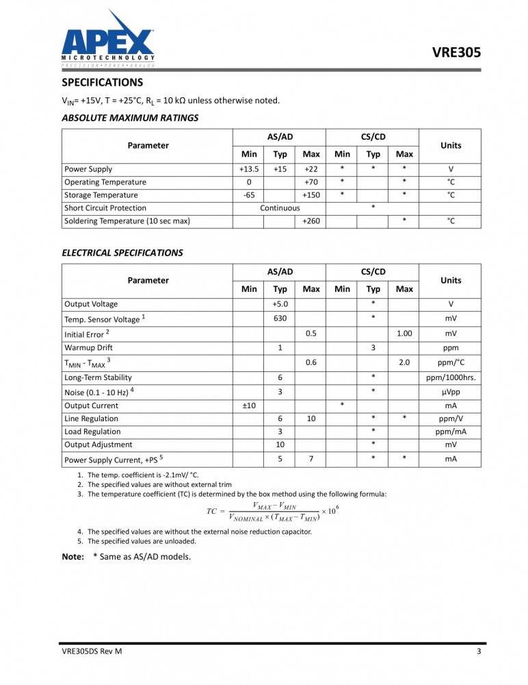 VRE305 datasheet page 3