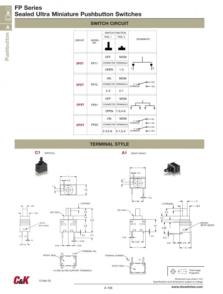 C&K FP Series datasheet page 2