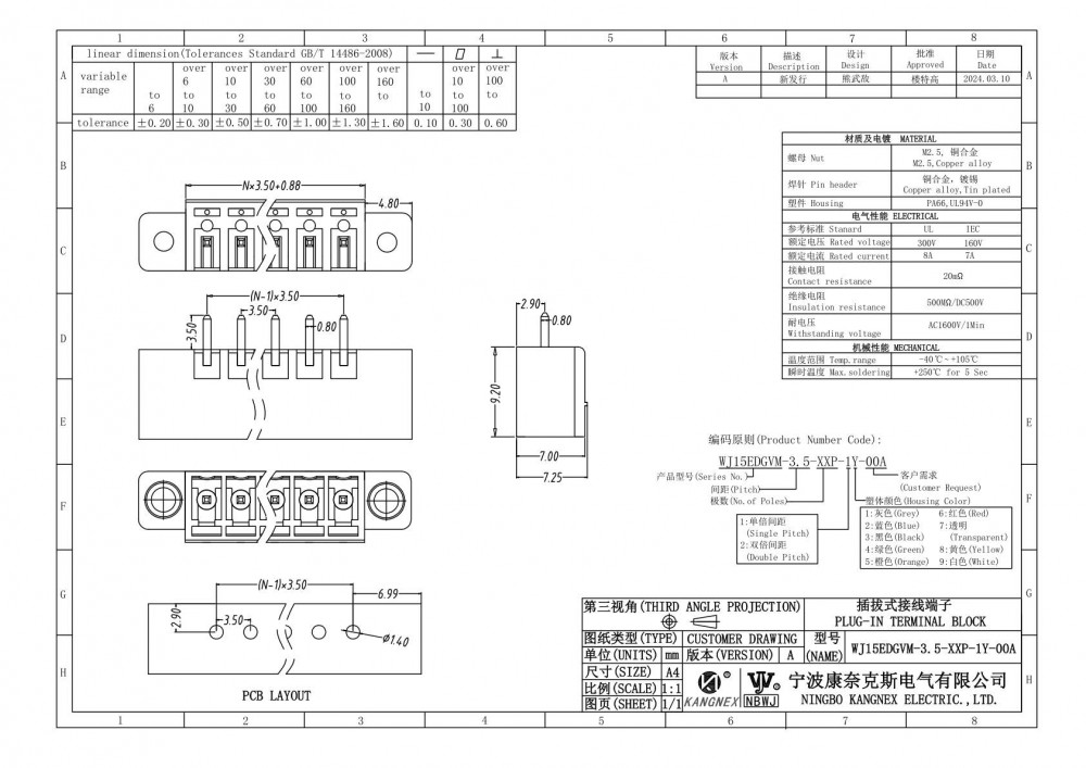 KANGNEX WJ15EDGVM-3.5-04P-14-00A technical drawing