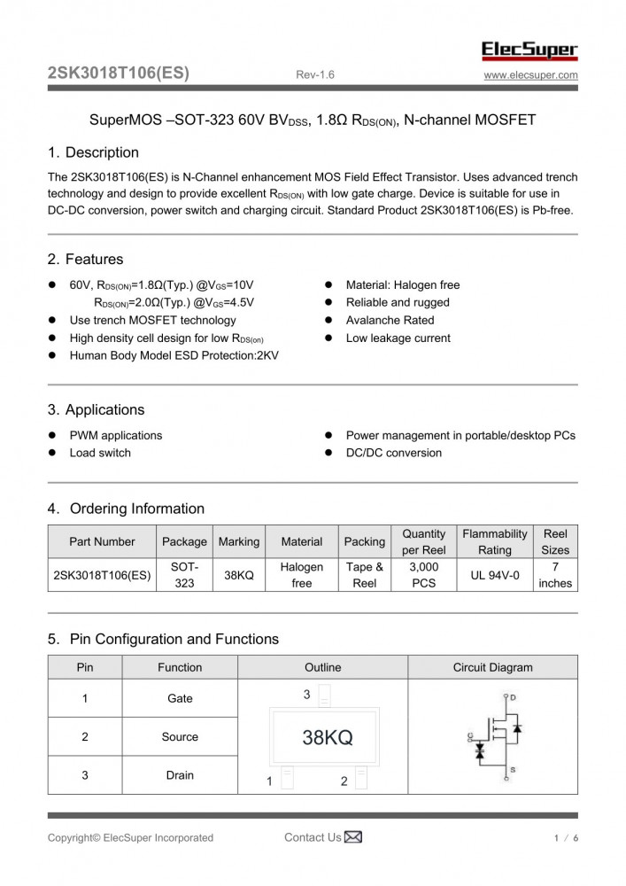 2SK3018T106(ES) datasheet page 1