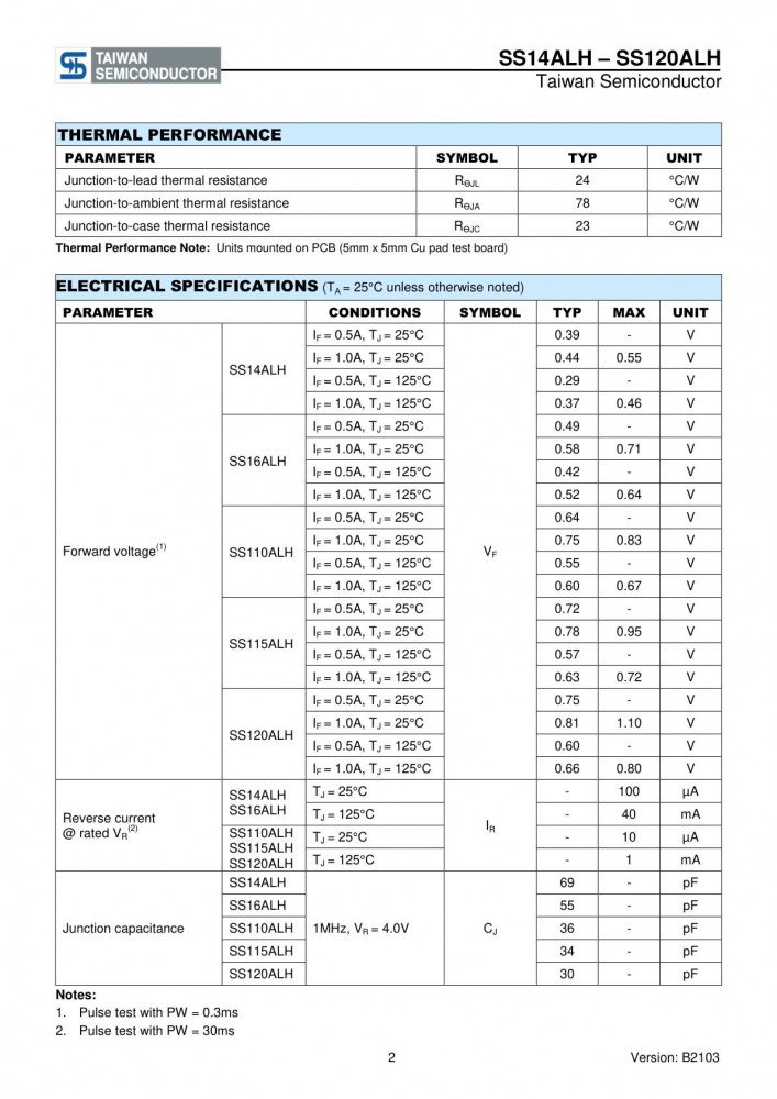 SS120ALH datasheet page 2