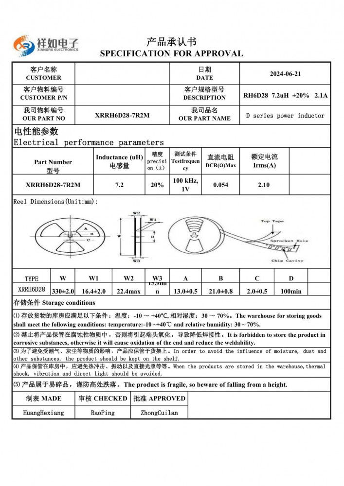 XRRH6D28-7R2M approval specification, page 3
