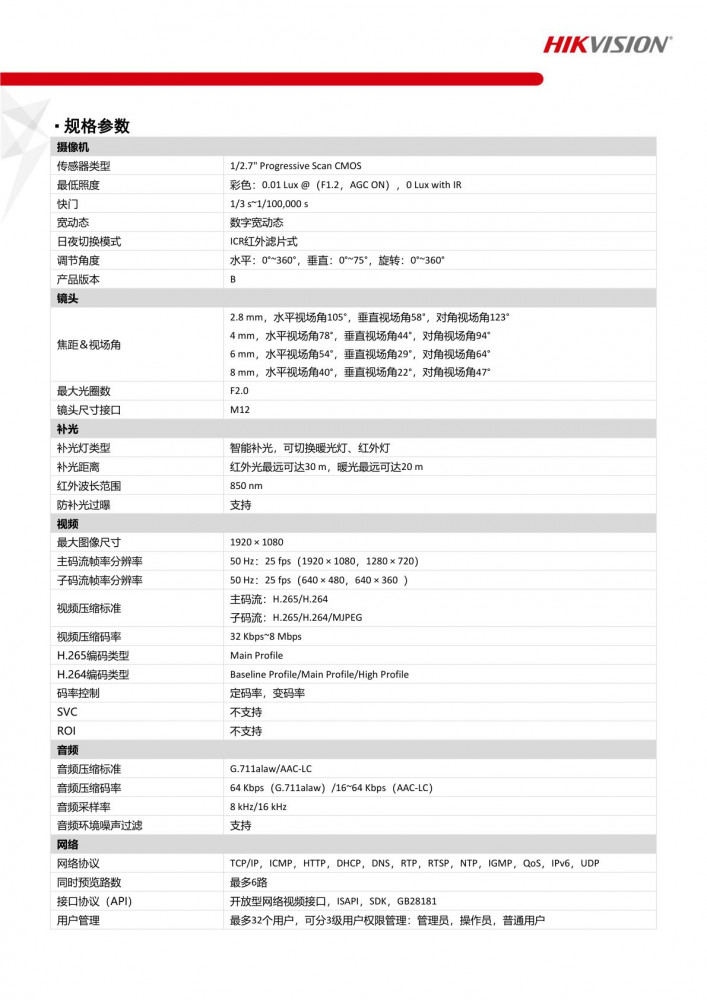 DS-2CD1325DV2-LA technical document page 2