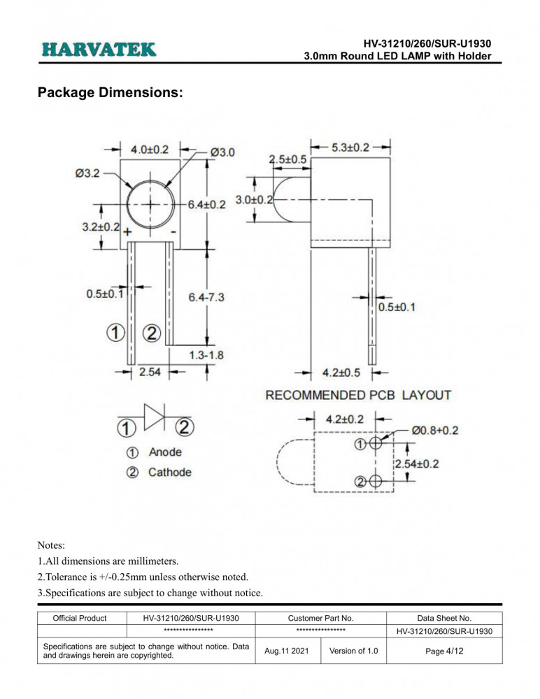 HV-31210/260/SUR-U1930 datasheet page 4