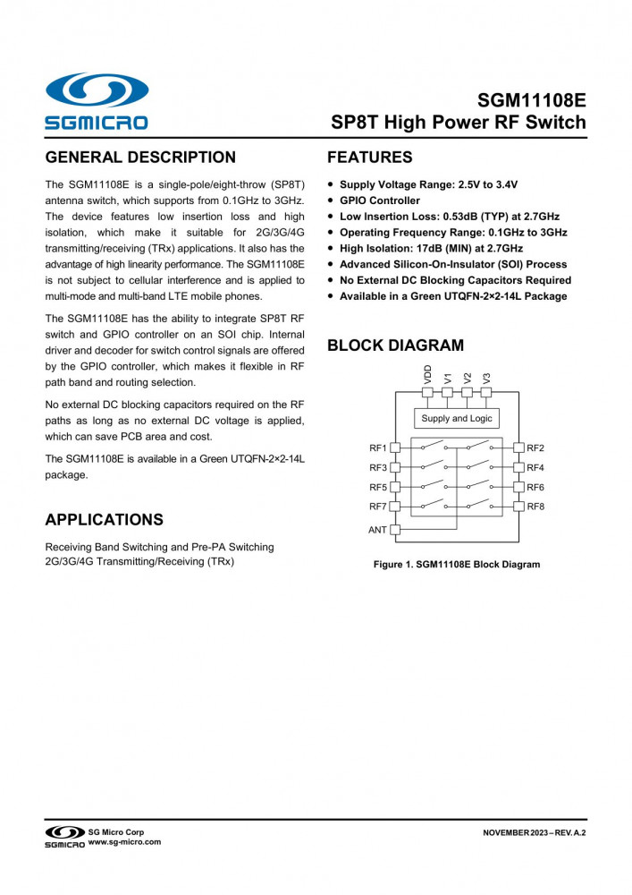 SGM11108E datasheet page 1