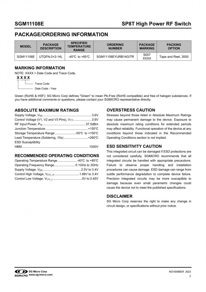 SGM11108E datasheet page 2