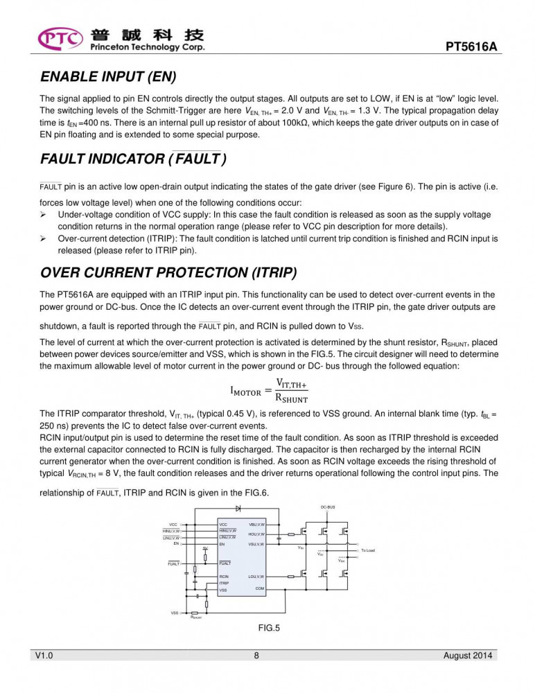 PT5616A datasheet page 8