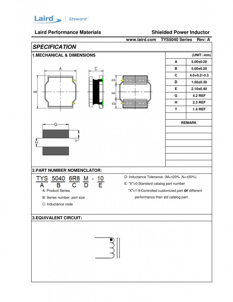 Laird TYS5040 datasheet page 2
