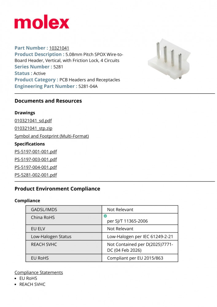 Connector specification document, page 1