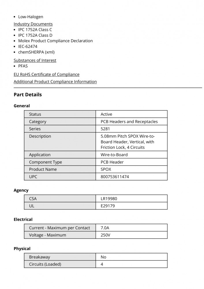 Connector specification document, page 2