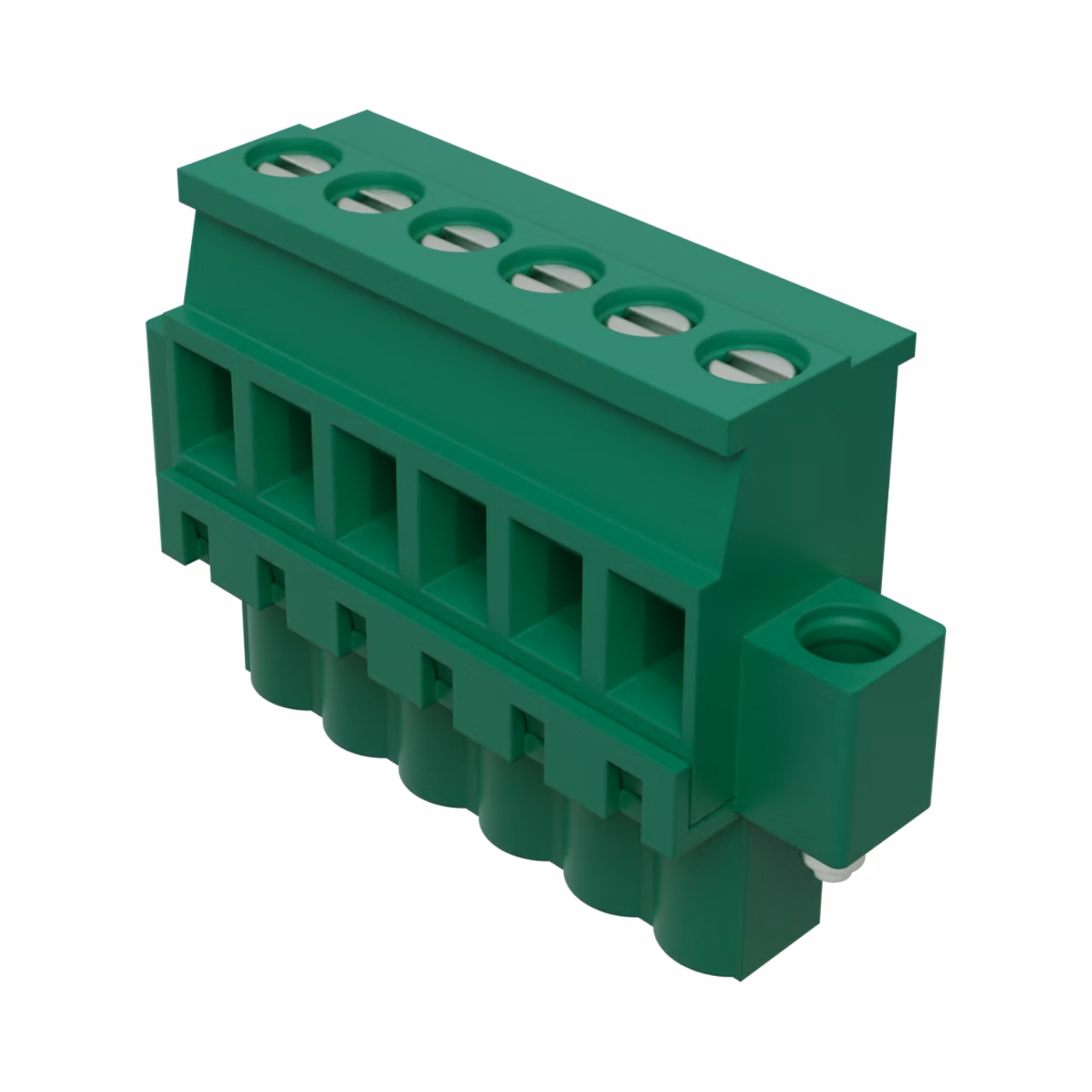 5.00mm Pitch Eurostyle Vertical Plug, with Retention Screws, Rear Wire Entry, Green Housing, Gold (Au) Plated, 6 Circuits for sale