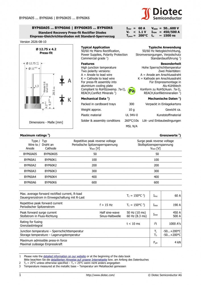 BYP60K2 technical document page 1