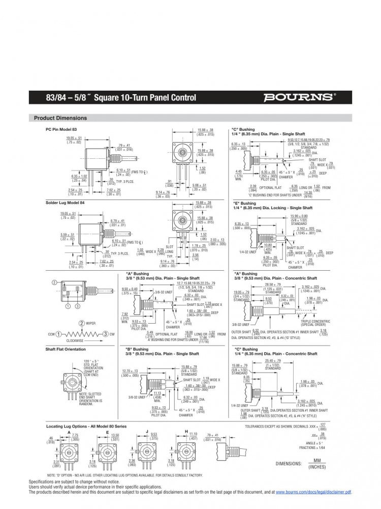 BOURNS 83/84 datasheet page 3