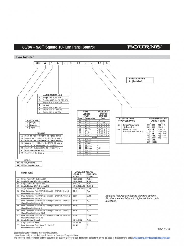 BOURNS 83/84 datasheet page 5