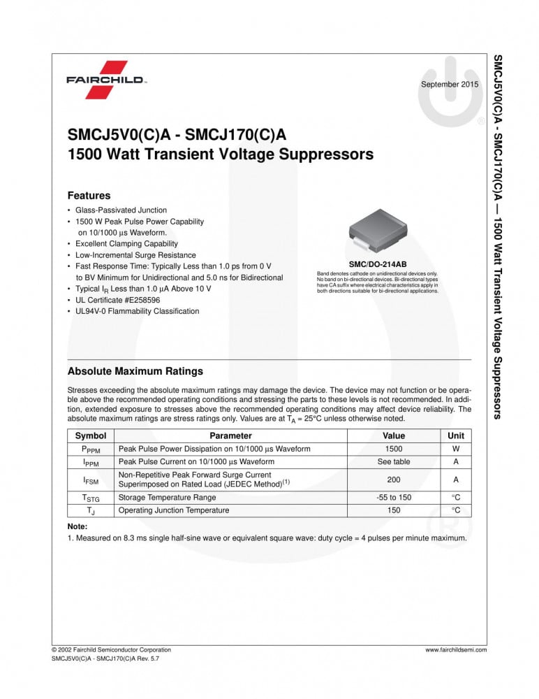 SMCJ40CA datasheet page 2