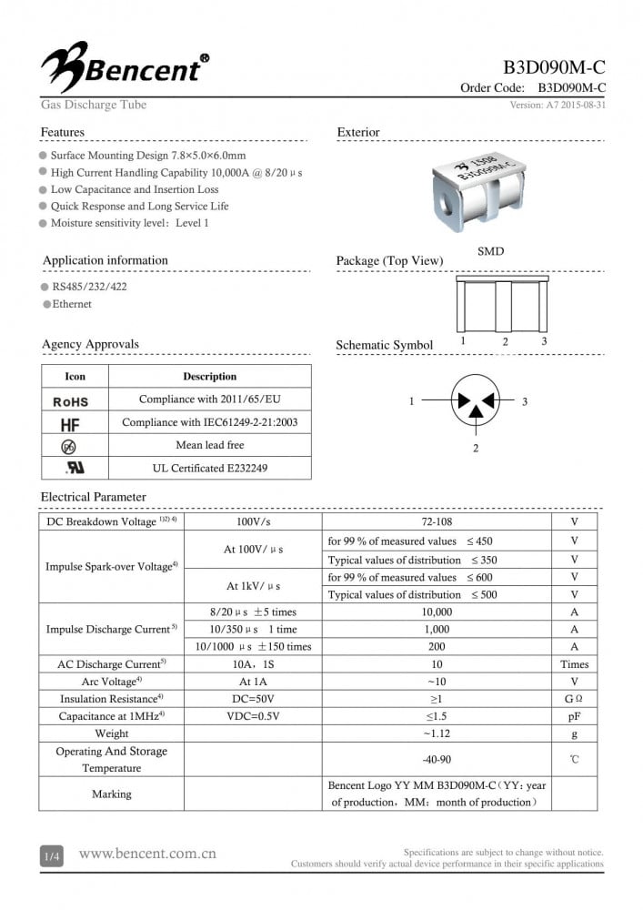 B3D090M-C datasheet page 1
