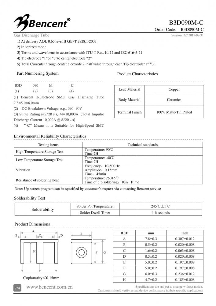 B3D090M-C datasheet page 2