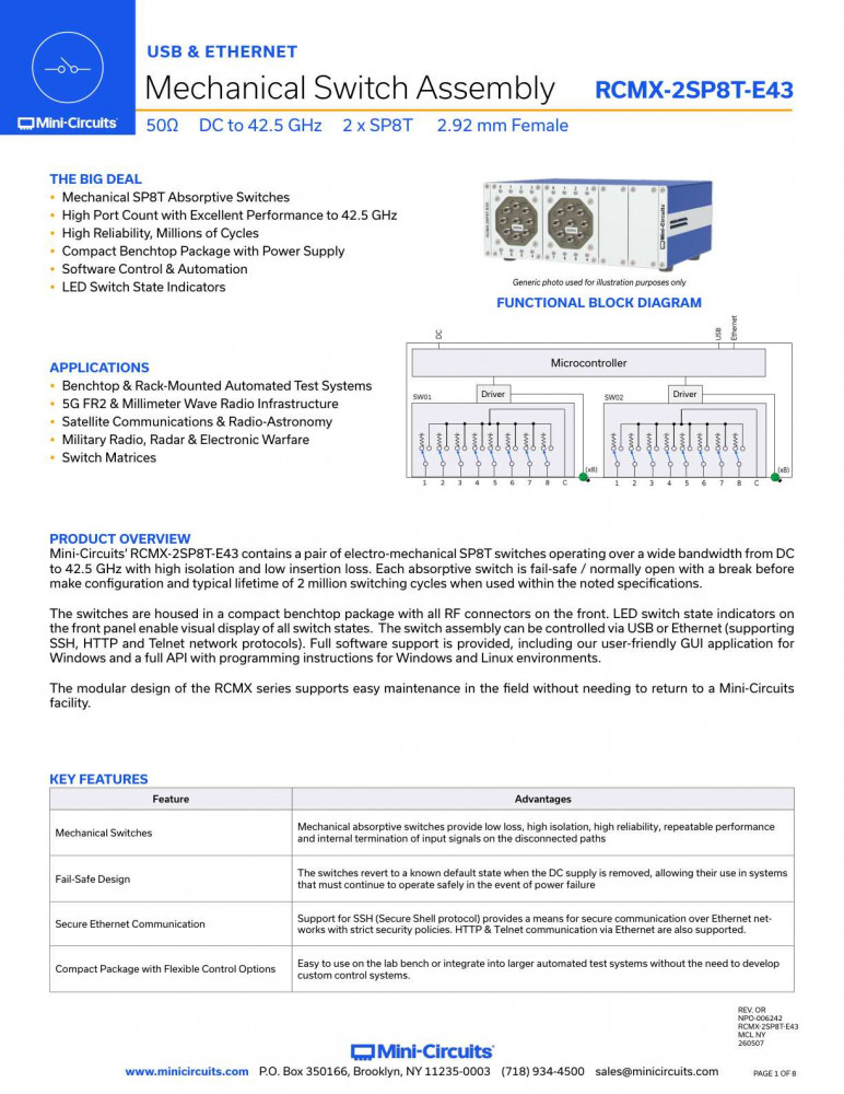 RCMX-2SP8T-E43 datasheet page 1